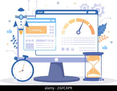 Website loading optimization Page speed and SEO Flat vector concept ...