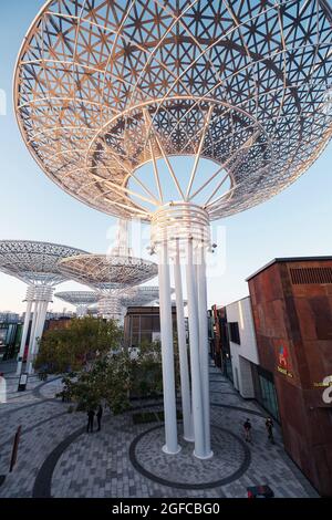 Dubai, UAE - February 15, 2020: Hashtag meraas on the Blue Water Island ...
