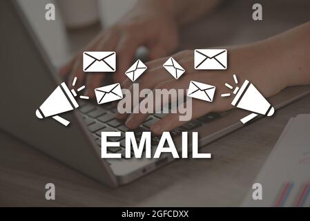 Email concept illustrated by a picture on background Stock Photo - Alamy