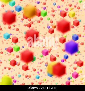 Abstract seamless flying colorful cube background. Pattern with random ...