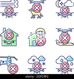 Drone restrictions linear manual label icons set Stock Vector Image & Art - Alamy