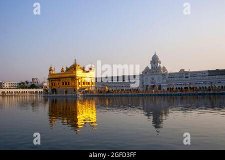 The gilded Golden Temple (Harmandir Sahib) the most prominent holy ...