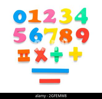 Math number colorful on white background, education study mathematics ...