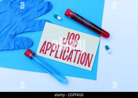 Text caption presenting Job Application, Internet Concept paper which ...