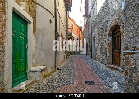 A characteristic street in Morolo, a medieval village in the province ...