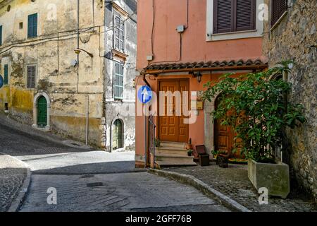 A characteristic street in Morolo, a medieval village in the province ...