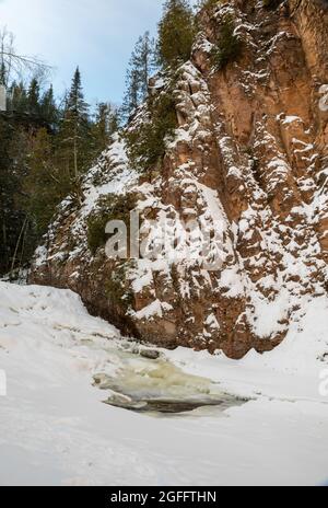 Image from the frozen Devil Track River on a cold January morning ...