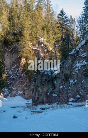 Image from the frozen Devil Track River on a cold January morning ...