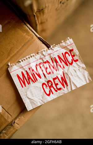 Text caption presenting Maintenance Crew, Word Written on responsible ...