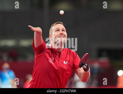 Peter Rosenmeier from Denmark during table tennis at the Tokyo ...