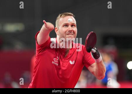 Peter Rosenmeier from Denmark during table tennis at the Tokyo ...