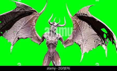 Mythical Demon monster on chromakey background 3d render Stock Photo ...