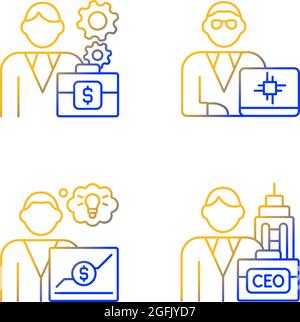 Corporate role line icons collection. Leadership, Management, Strategy ...