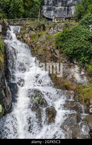 Waterfall by the St. Beatus Caves, Beatenberg, Bernese Oberland ...