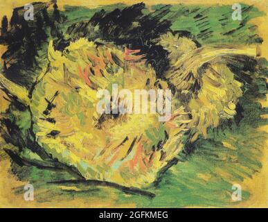 Vincent van Gogh, Two Cut Sunflowers, still life painting, 1887 Stock ...