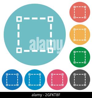 Selection tool outline icons on round glass buttons in multiple colors. Arranged layer structure ...
