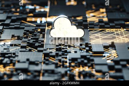 Circuit and cloud computing, subject of science and technology, 3d ...