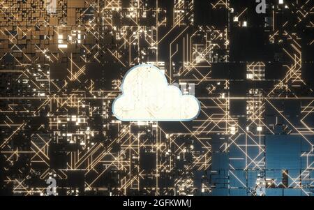 Circuit and cloud computing, subject of science and technology, 3d ...
