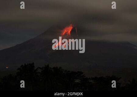 Kaliurang village, view of Merapi volcano, Yogyakarta region, Indonesia ...