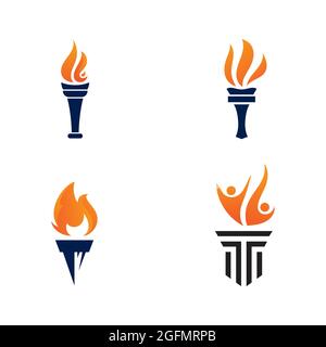 Torch vector icon illustration design template Stock Photo - Alamy