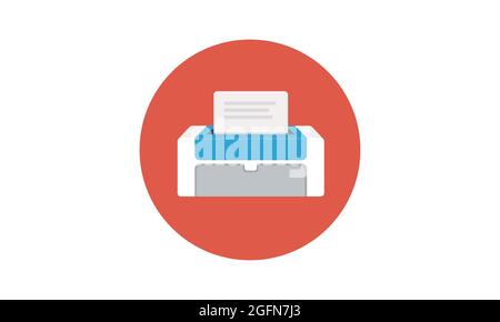 Printer icon in flat style. Office machine vector illustration on ...