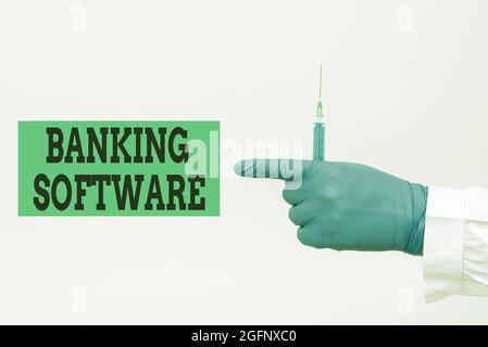 Hand writing sign Banking Software, Business concept typically refers ...