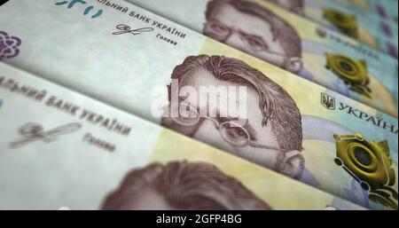 Ukrainian Hryvnia money pack 3d illustration. 1000 UAH Hryvna banknote ...