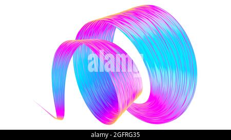 Holographic abstract twisted brush stroke. Bright curl, artistic spiral ...