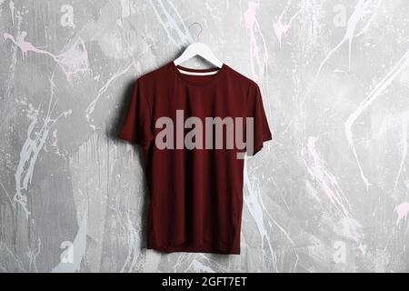 Red, Maroon Blank T-shirt Front and Back Stock Photo - Alamy