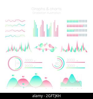 infographics graph, chart, diagram set in gradation colors Stock Photo ...
