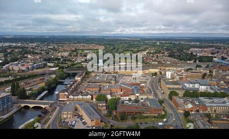 Peterborough, UK. 25th Aug, 2021. Peterborough Cathedral seen from the ...