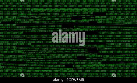 Data leak symbolic on destroyed green binary code background - internet ...