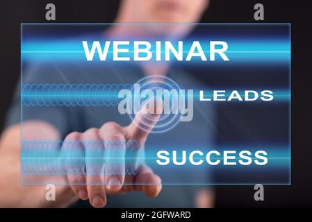 Man touching a webinar concept on a touch screen with his fingers Stock ...