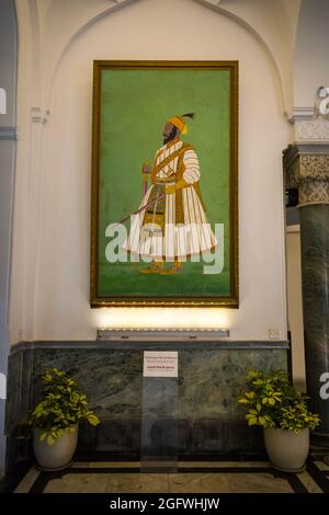 Painting portrait of Chhatrapati Shivaji Maharaj, displayed at Shivgarh ...