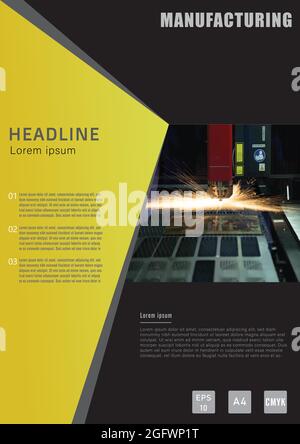 Industrial manufacturing template design in A4 size. Modern warehouse ...