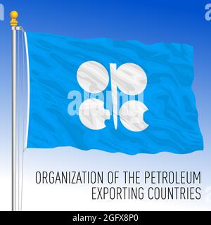 OPEC, Organization of the Petroleum Exporting Countries. World map with ...