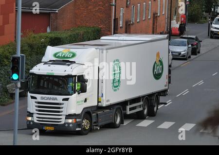 Kastrup/ Denmark./27 August 2021/Giant Arla food and ilk producks ...