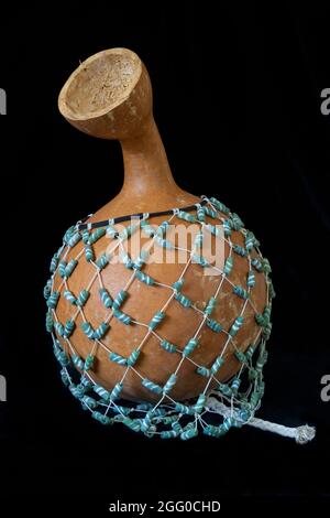African Musical Percussion Instrument, Gourd with Beads. Niamey, Niger ...