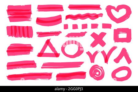 Text marker lines underline strokes set isolated on white background ...