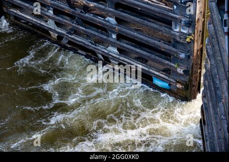 A miter gate closes at the Montgomery Locks and Dam, operated by the U ...