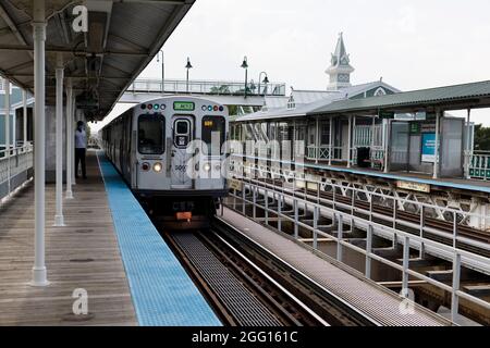 The elevated train station platform at Conservatory Central Park Drive ...