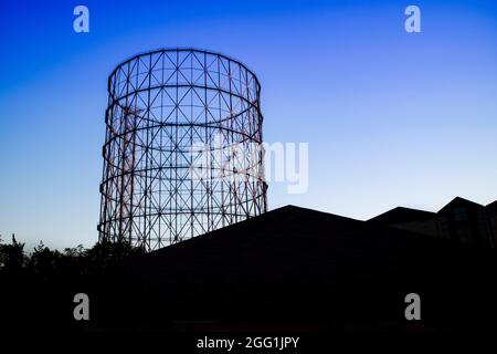 Old metal frame made for a gasometer in Rome Italy Stock Photo - Alamy