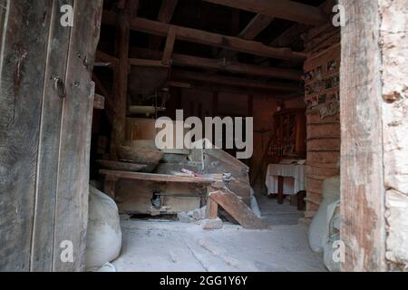 Interior of a 19th century mill house Stock Photo - Alamy