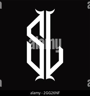 SL Logo monogram with horn shape isolated black and white design ...