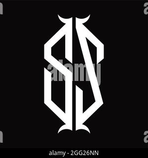 SZ Logo monogram with horn shape isolated black and white design ...