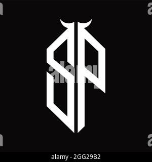 ZP Logo monogram with horn shape isolated black and white design ...