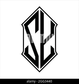 YZ Logo monogram with shieldshape and black outline design template vector icon abstract Stock ...