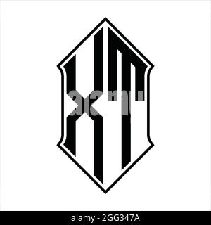 XT Logo monogram with shieldshape and black outline design template vector icon abstract Stock ...