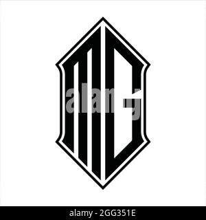 MG Logo monogram with shieldshape and black outline design template ...