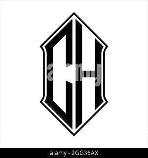 HC Logo monogram with shieldshape and black outline design template ...